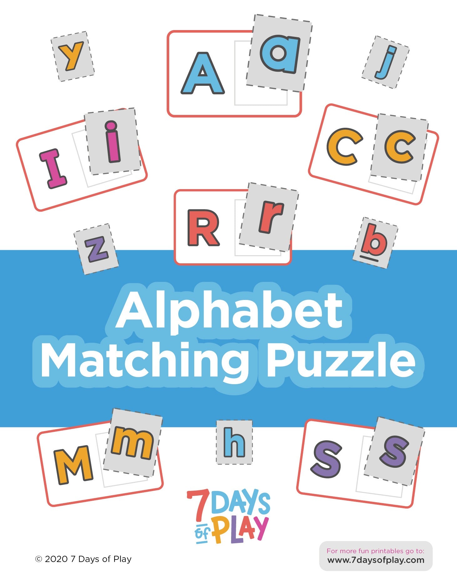 Alphabet Matching Puzzle - Free Printable – 7 Days of Play