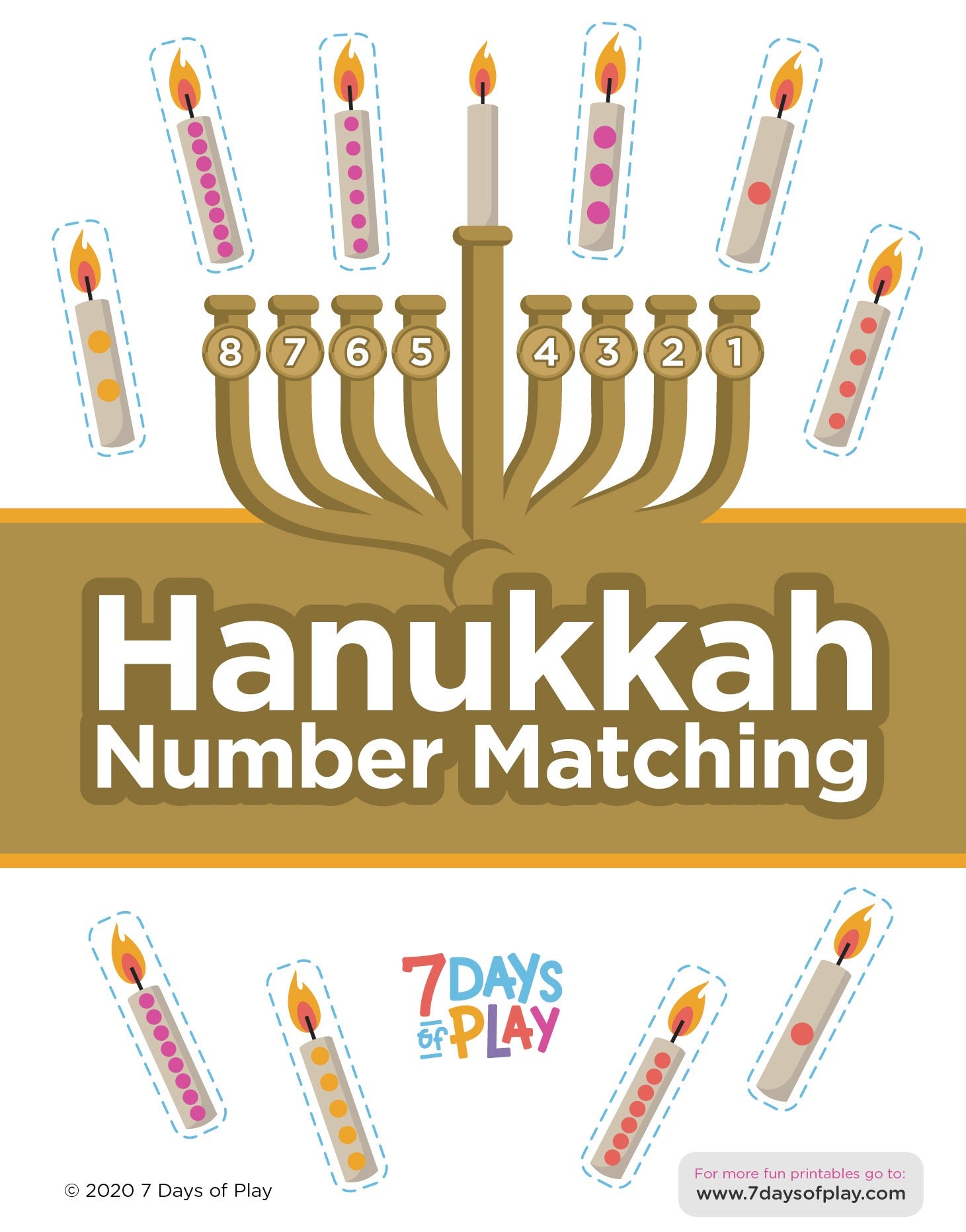 Hanukkah Number Matching - Printable – 7 Days of Play