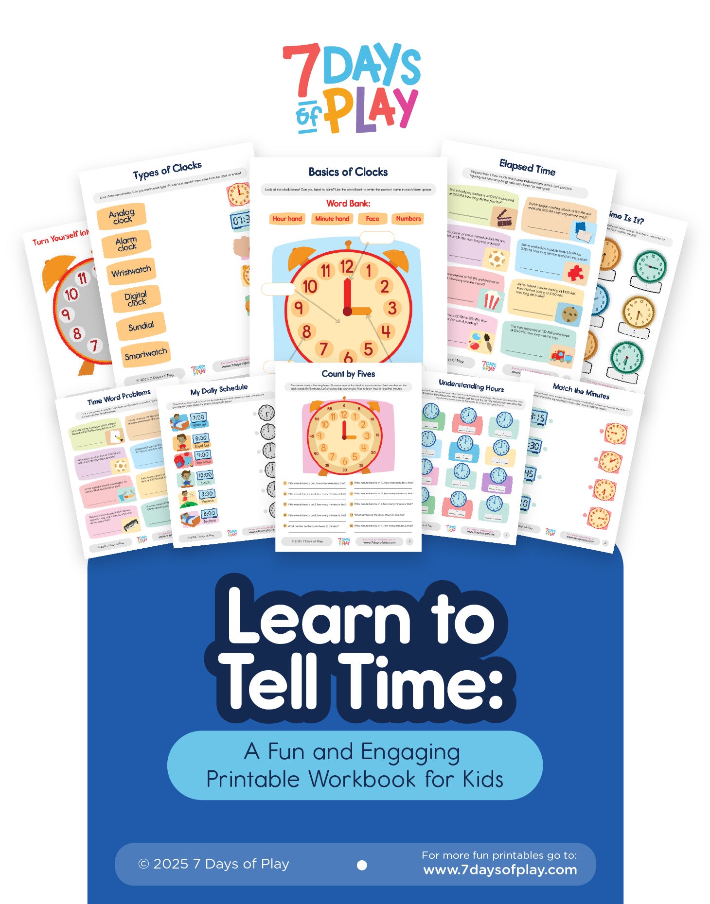 Learn to Tell Time - Printable – 7 Days of Play