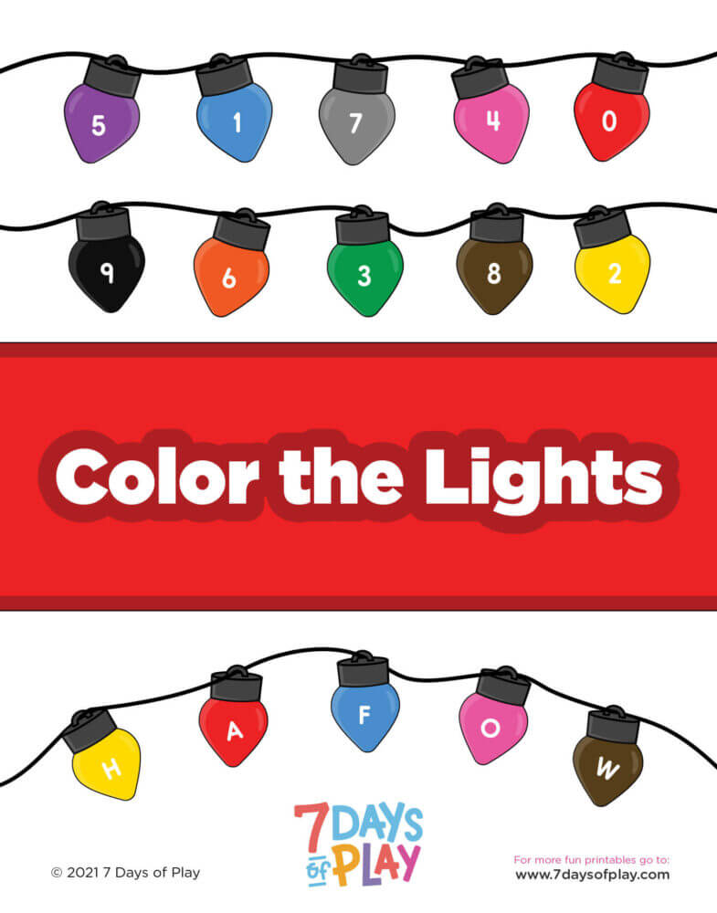 Color by Code Holiday Lights - Printable – 7 Days of Play