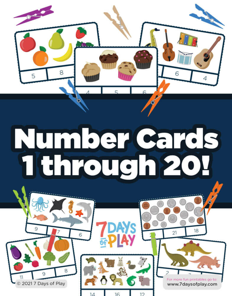 Number Cards 1-20 - Fun Printable – 7 Days of Play