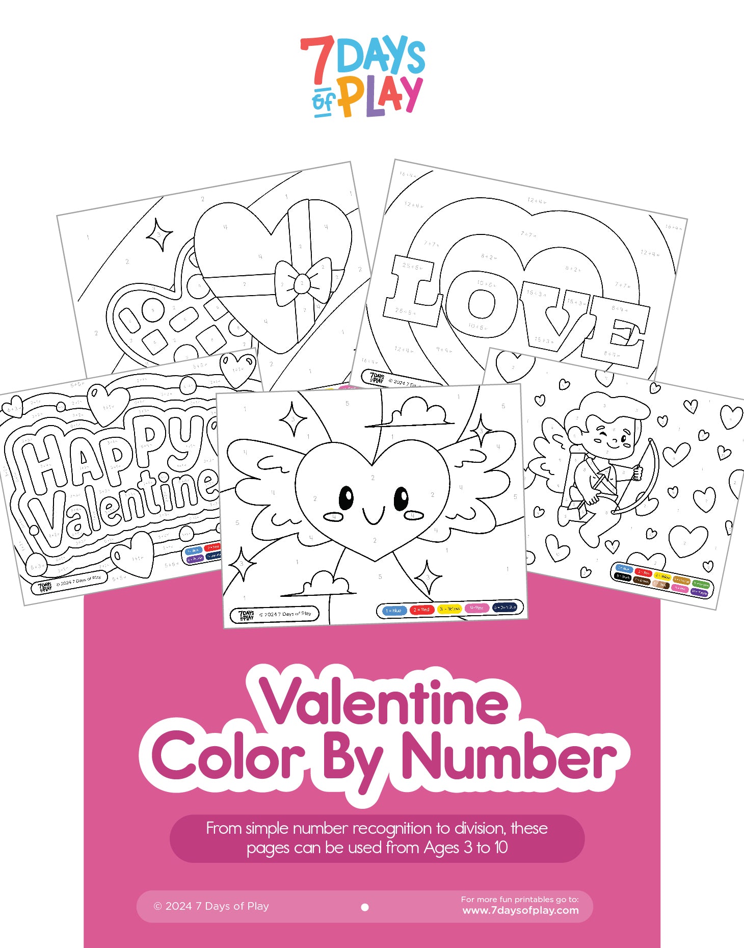 Valentine Color By Number - Printable – 7 Days of Play