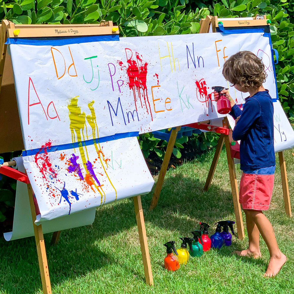 Alphabet Learning Game - Fun with Spray Paint and Letters! – 7 Days of Play