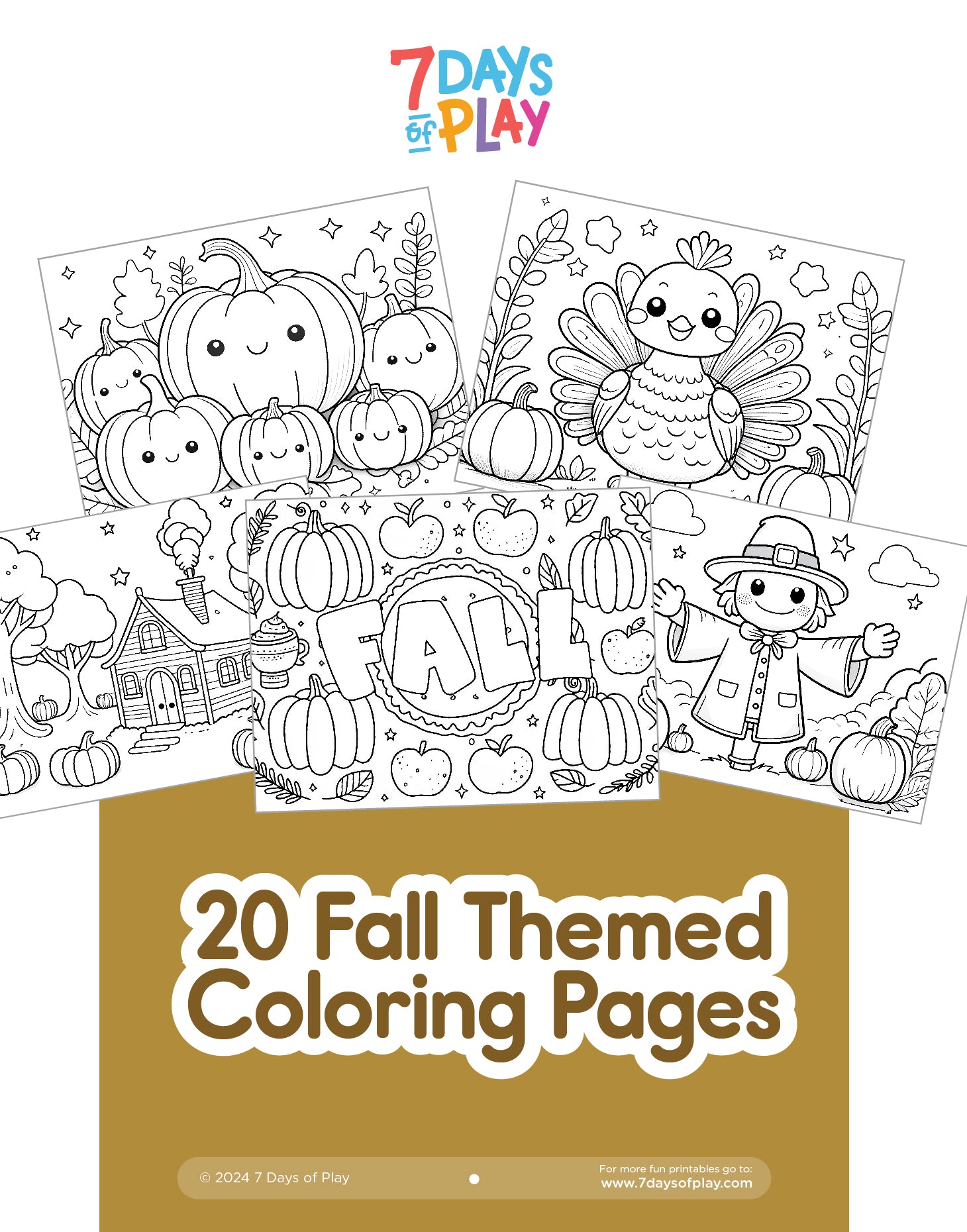 20 Fall Themed Coloring Pages - Printable – 7 Days of Play