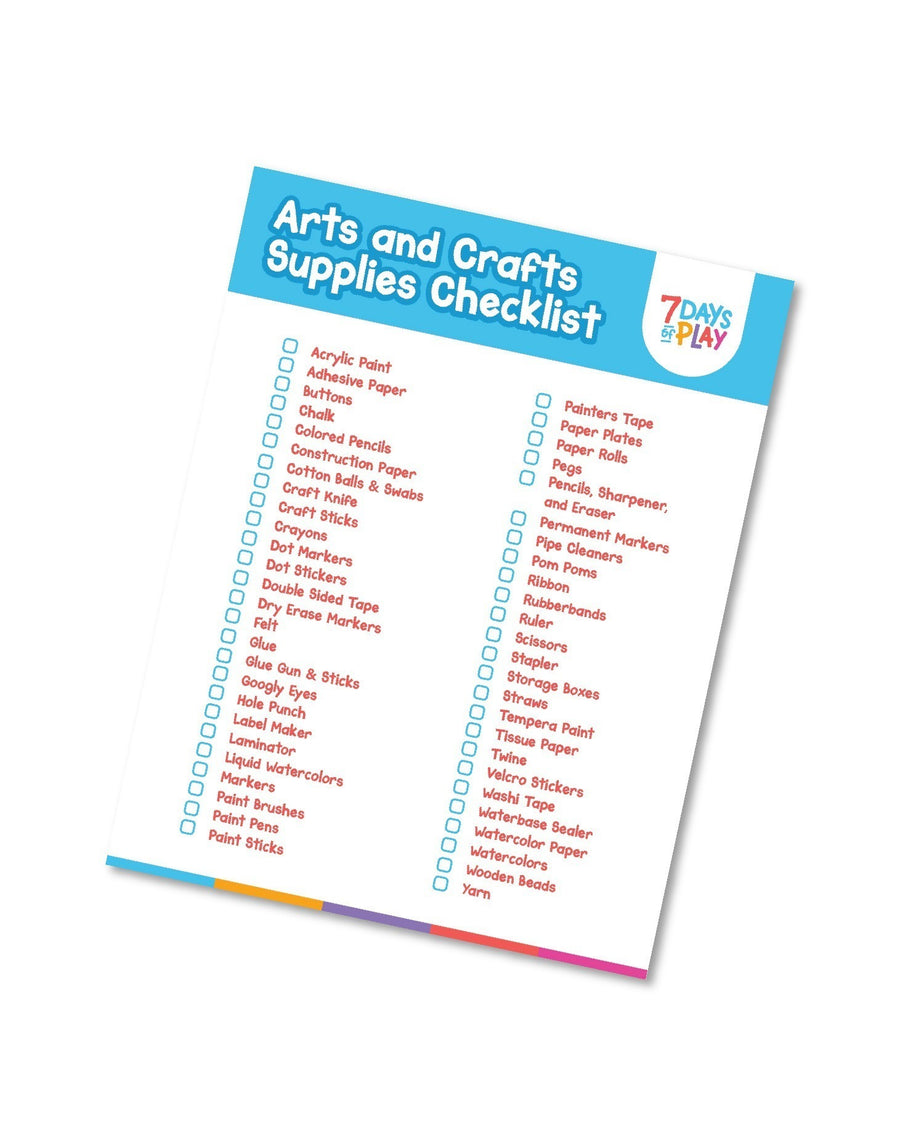 Art and Craft Supply Checklist - Printable – 7 Days of Play