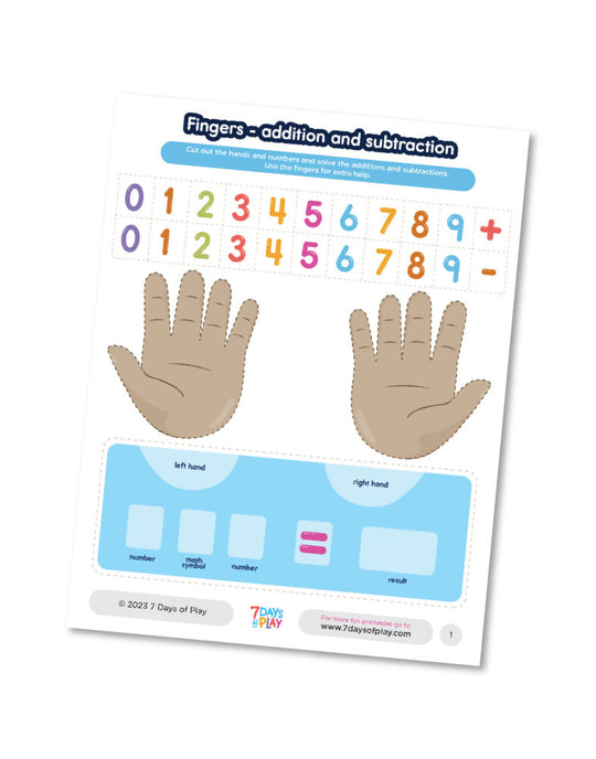 Fingers Addition and Subtraction - Printable – 7 Days of Play