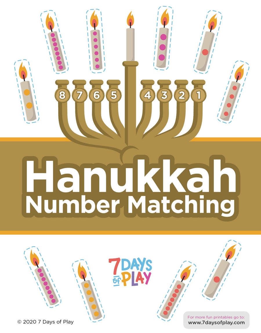 Hanukkah Number Matching - Printable – 7 Days of Play