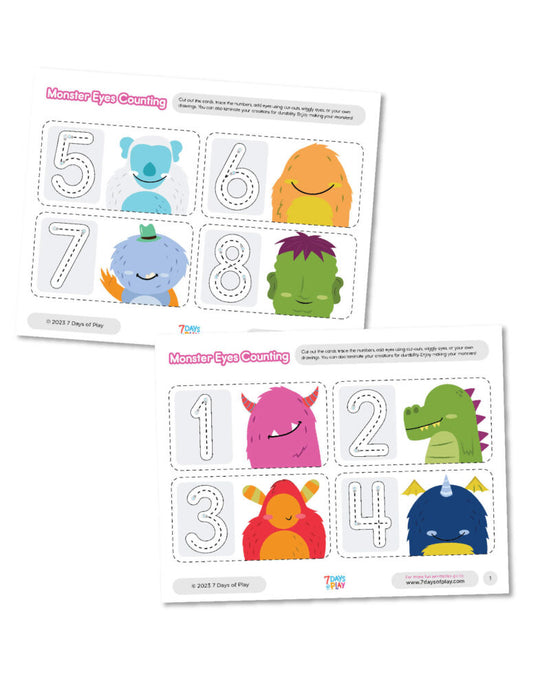 Monster Eyes Counting - Printable for Kids – 7 Days of Play