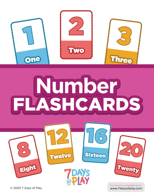 Number Flashcards 1-20 - Printable for Kids – 7 Days of Play