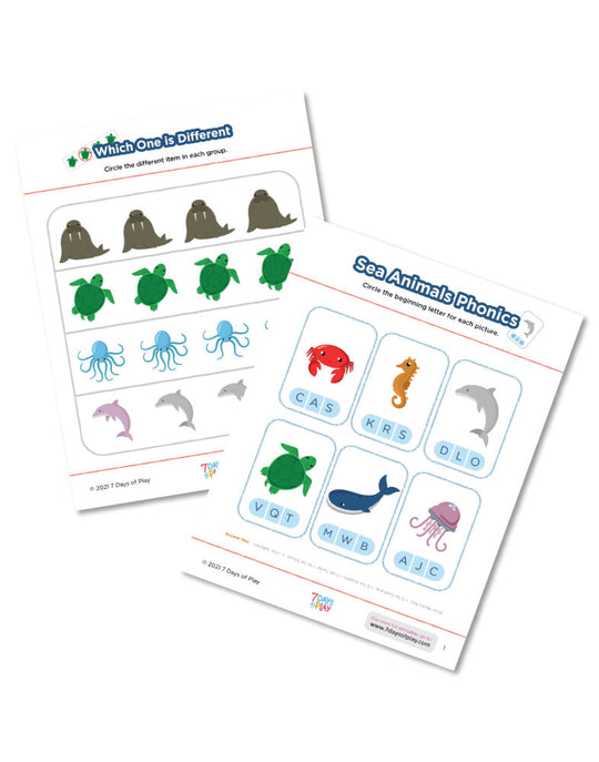 Ocean Animal Activities Printable for Kids – 7 Days of Play